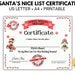 Santa's Nice List Certificate and Letter From Santa for Kids, Christmas ...
