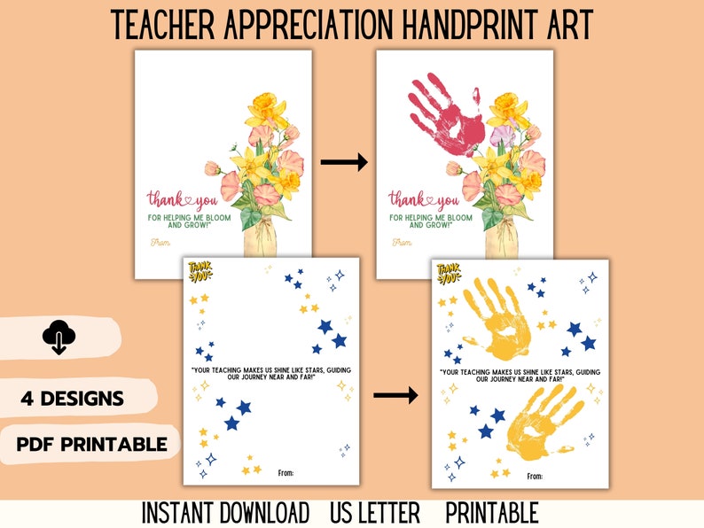 Teacher Appreciation Handprint Art | DIY Teacher Gift | End of Year ...