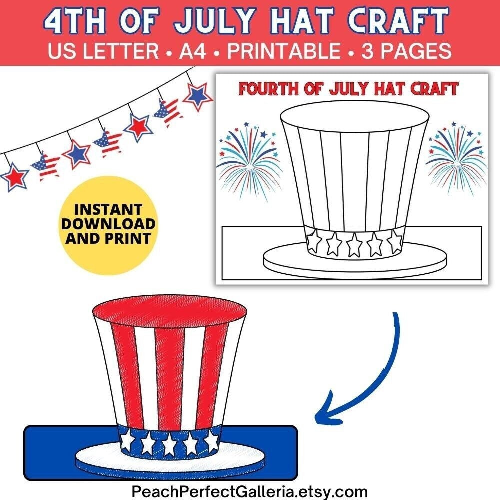 Uncle Sam Hat Printable Craft for 4th of July Independence Day ...