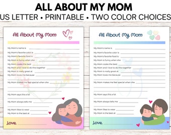 All About My Mom Printable, Printable Mother's Day Gift, Mom ...