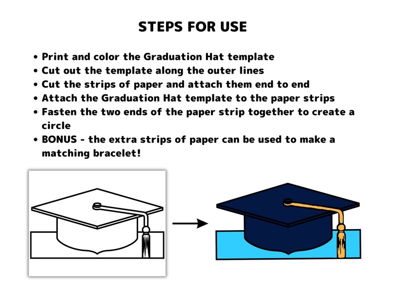 Graduation Cap Printable Paper Crown for Prek, Kinder, Homeschool ...