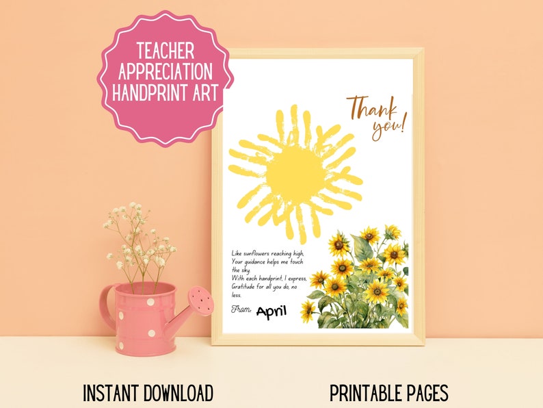Teacher Appreciation Handprint Art | DIY Teacher Gift | End of Year ...