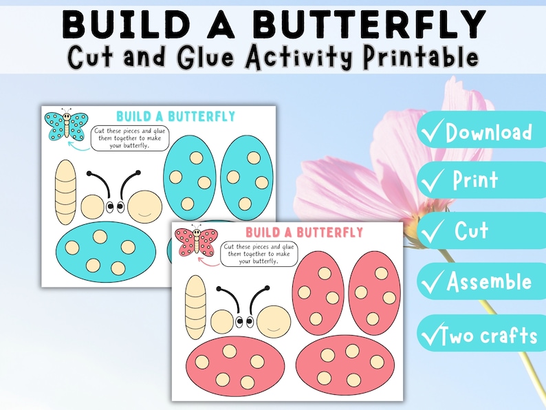 Butterfly Printable Craft, Spring Paper Craft, Scissor Cutting ...