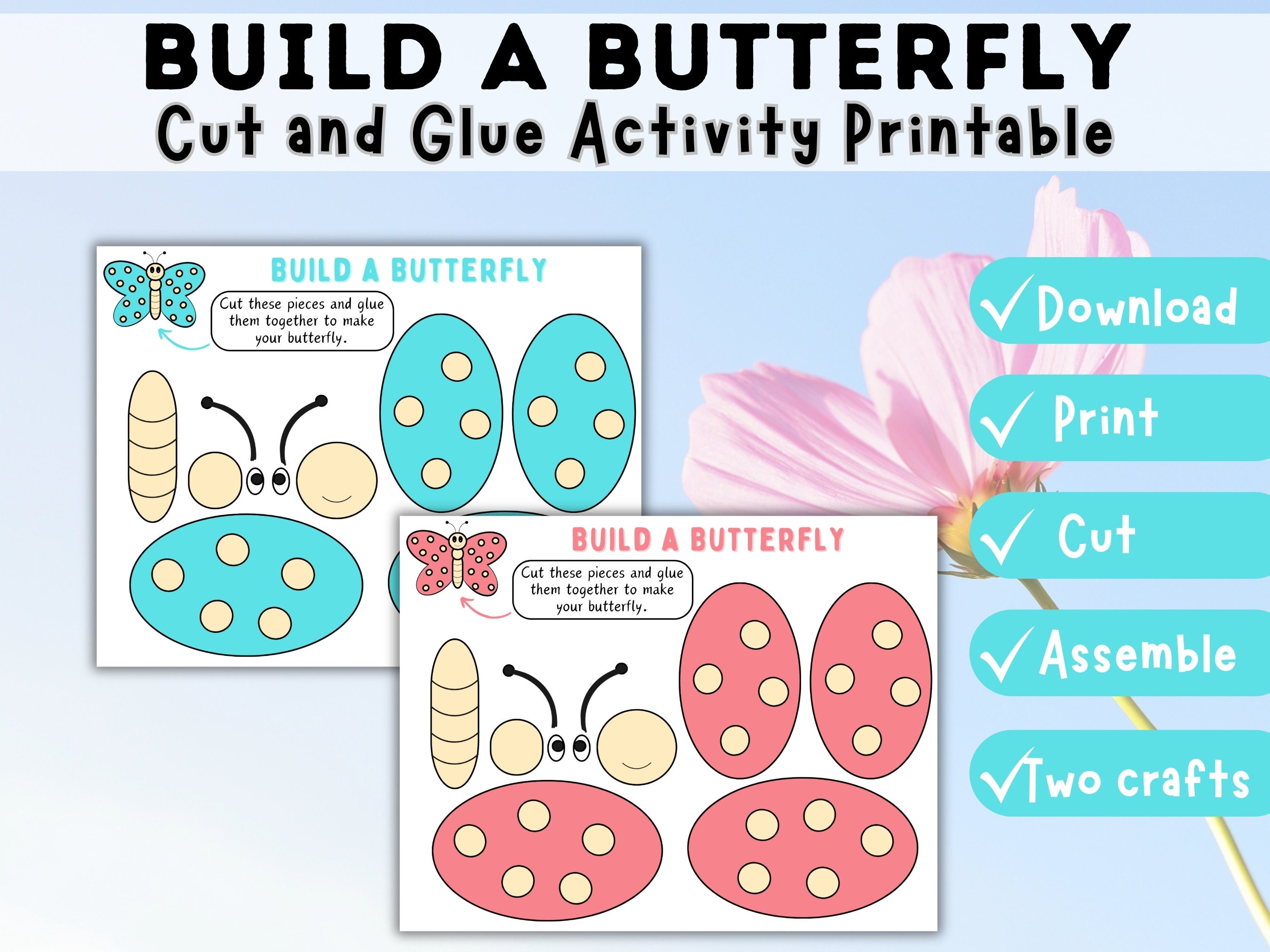 Butterfly Printable Craft, Spring Paper Craft, Scissor Cutting ...