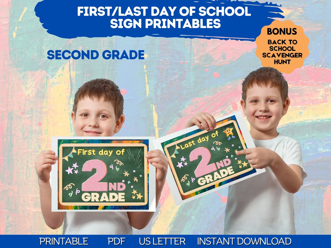 First and Last Day of School Sign Printable, Back to School Board, 1st ...