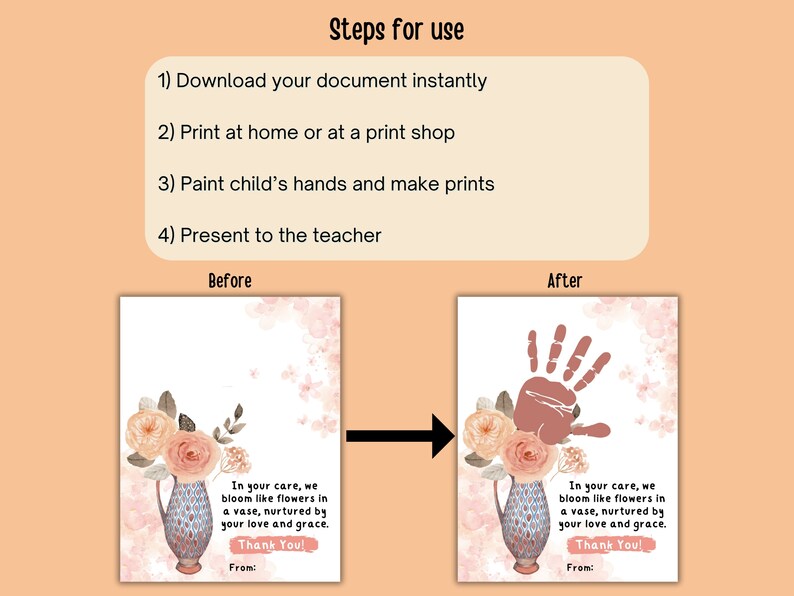 Teacher Appreciation Handprint Art | DIY Teacher Gift | End of Year ...