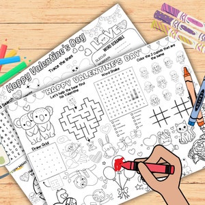 Printable Valentine Activity and Coloring Placemats for Kids for ...