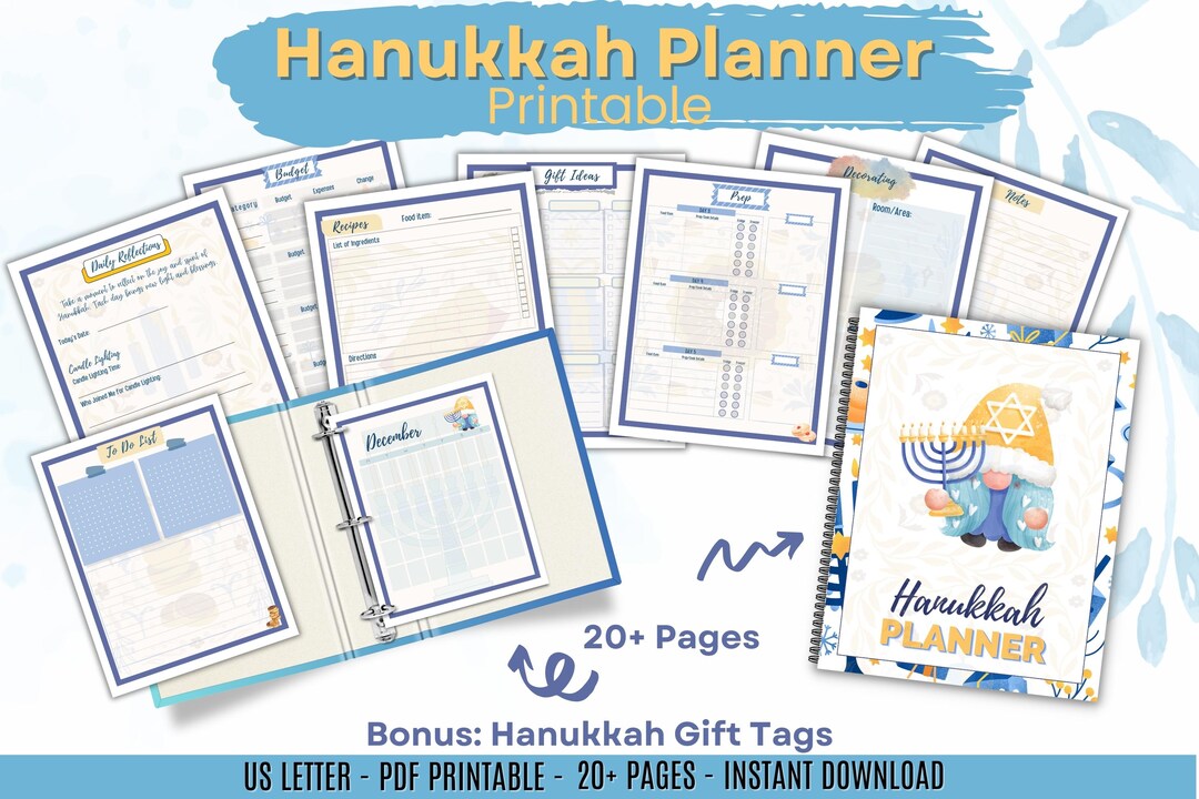 Hanukkah Planner: 20+ Pages Printable Festive Organizer for Daily ...