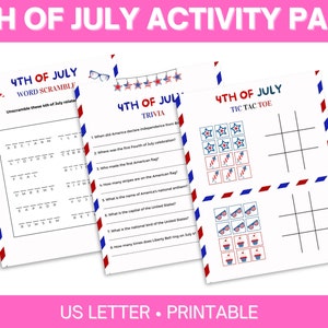 4th of July Activity Pack, Printable Independence Day Activities ...