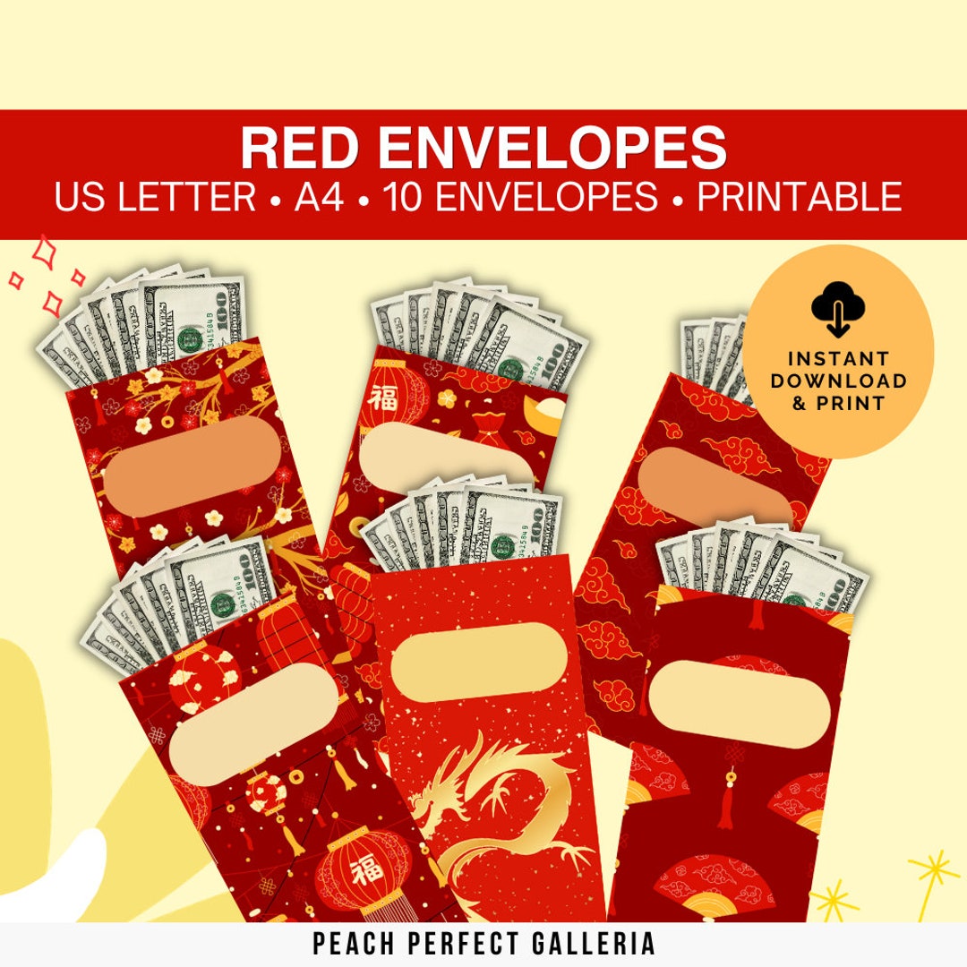 Printable Red Envelopes for Lunar New Year, 2025 Year of the Wood Snake ...