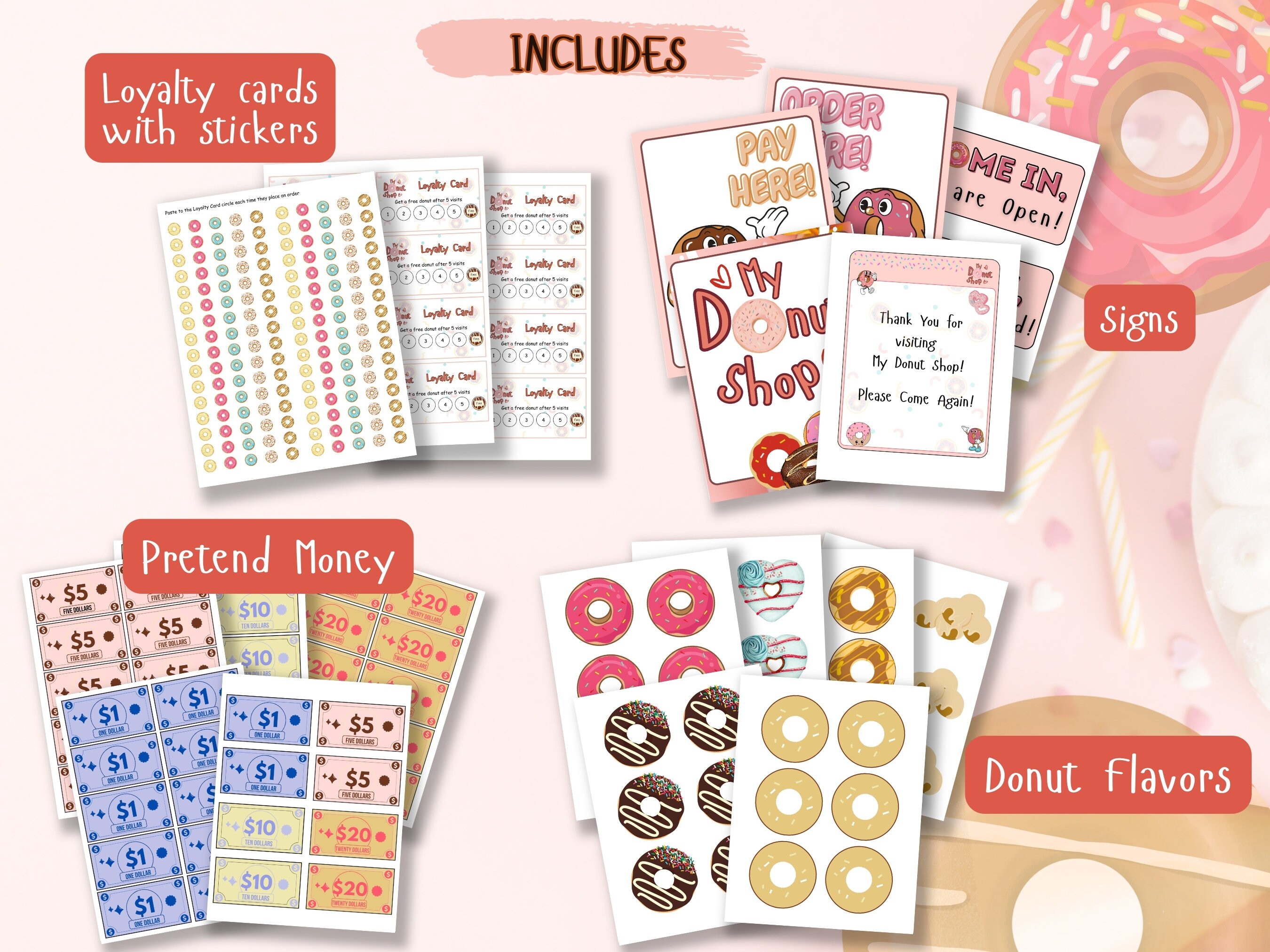My Donut Shop Pretend Play Printable - Kids Dramatic Play Set for Home ...