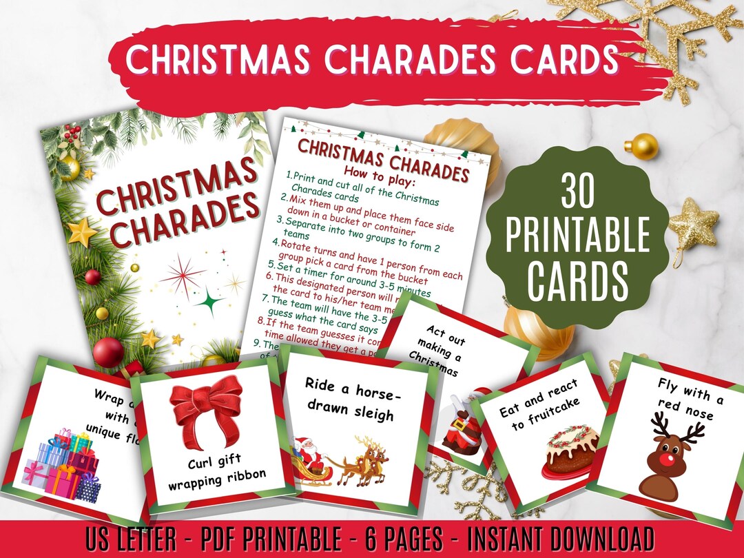 Christmas Charades Printable Game – Fun Holiday Party Activity for ...