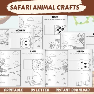 10 Safari Animals Craft Printable, Fun DIY Crafts for Kids, Cut and ...