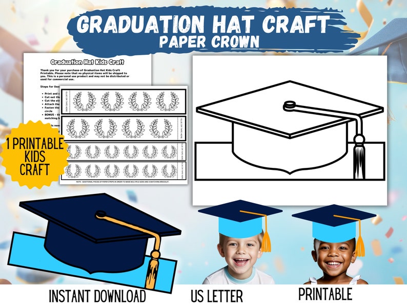 Graduation Cap Printable Paper Crown for Prek, Kinder, Homeschool ...