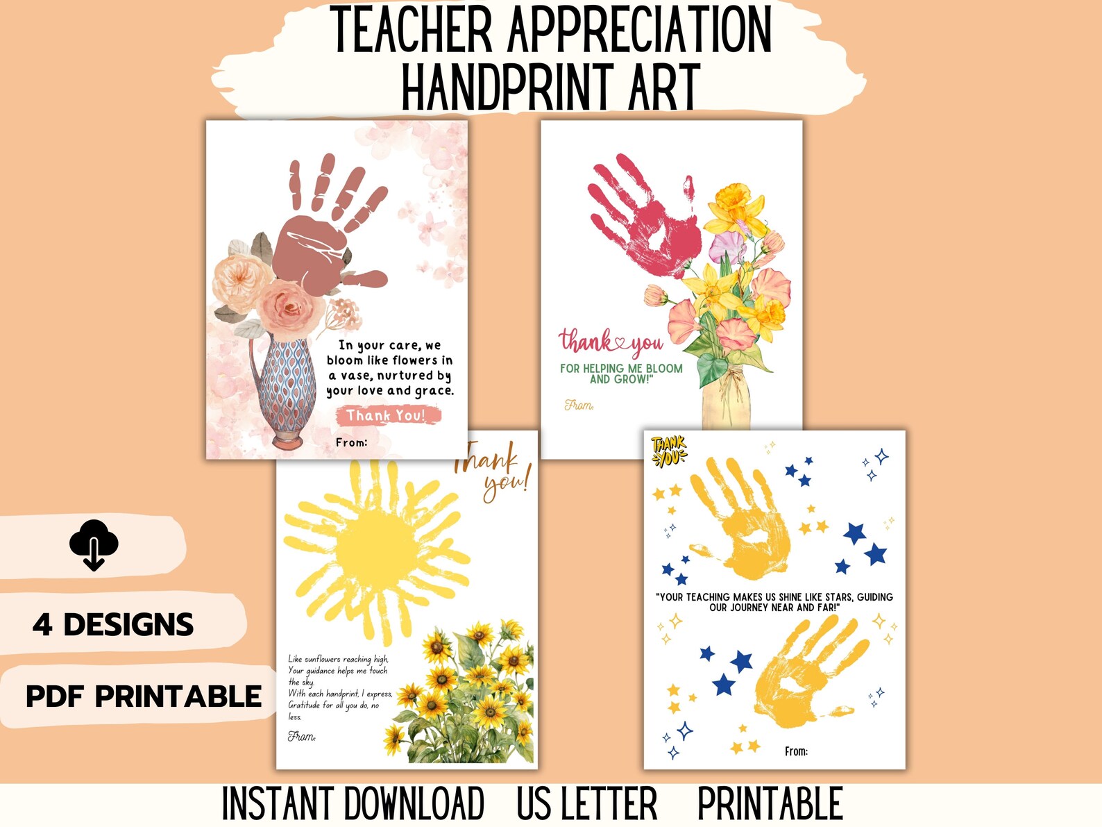Teacher Appreciation Handprint Art | DIY Teacher Gift | End of Year ...