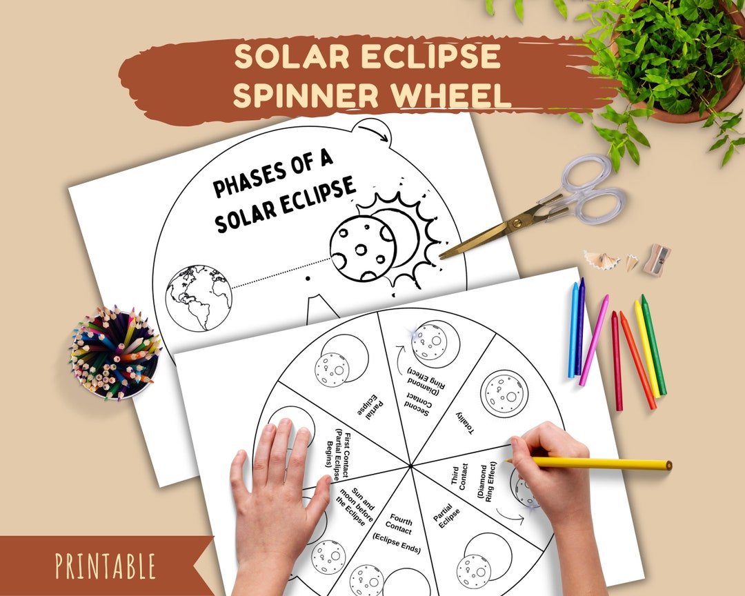 Total Solar Eclipse Coloring Spinner Wheel Printable, Solar Eclipse ...