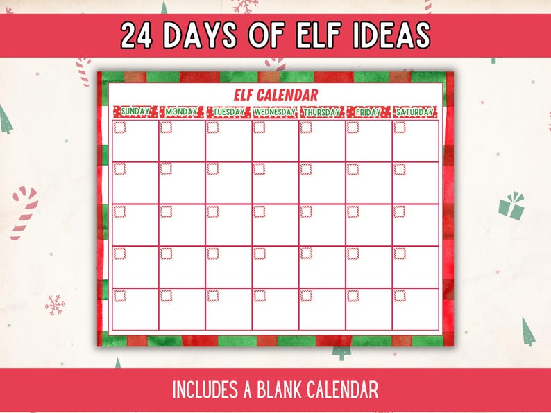 24 Days of Elf Ideas Calendar Printable – Fun and Easy Christmas Elf ...