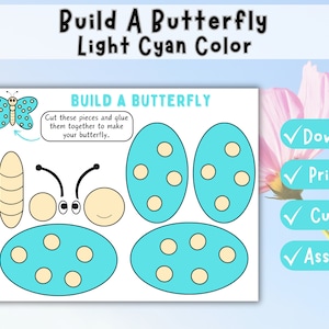 Butterfly Printable Craft, Spring Paper Craft, Scissor Cutting ...