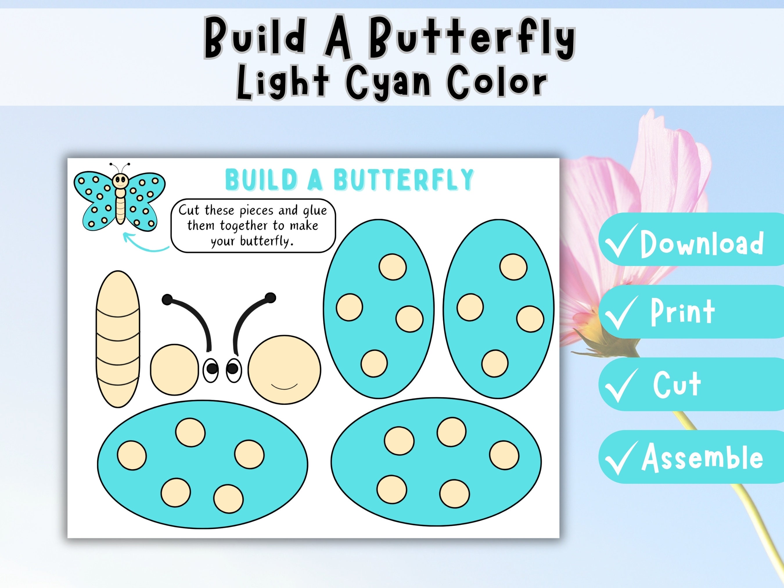 Butterfly Printable Craft, Spring Paper Craft, Scissor Cutting ...