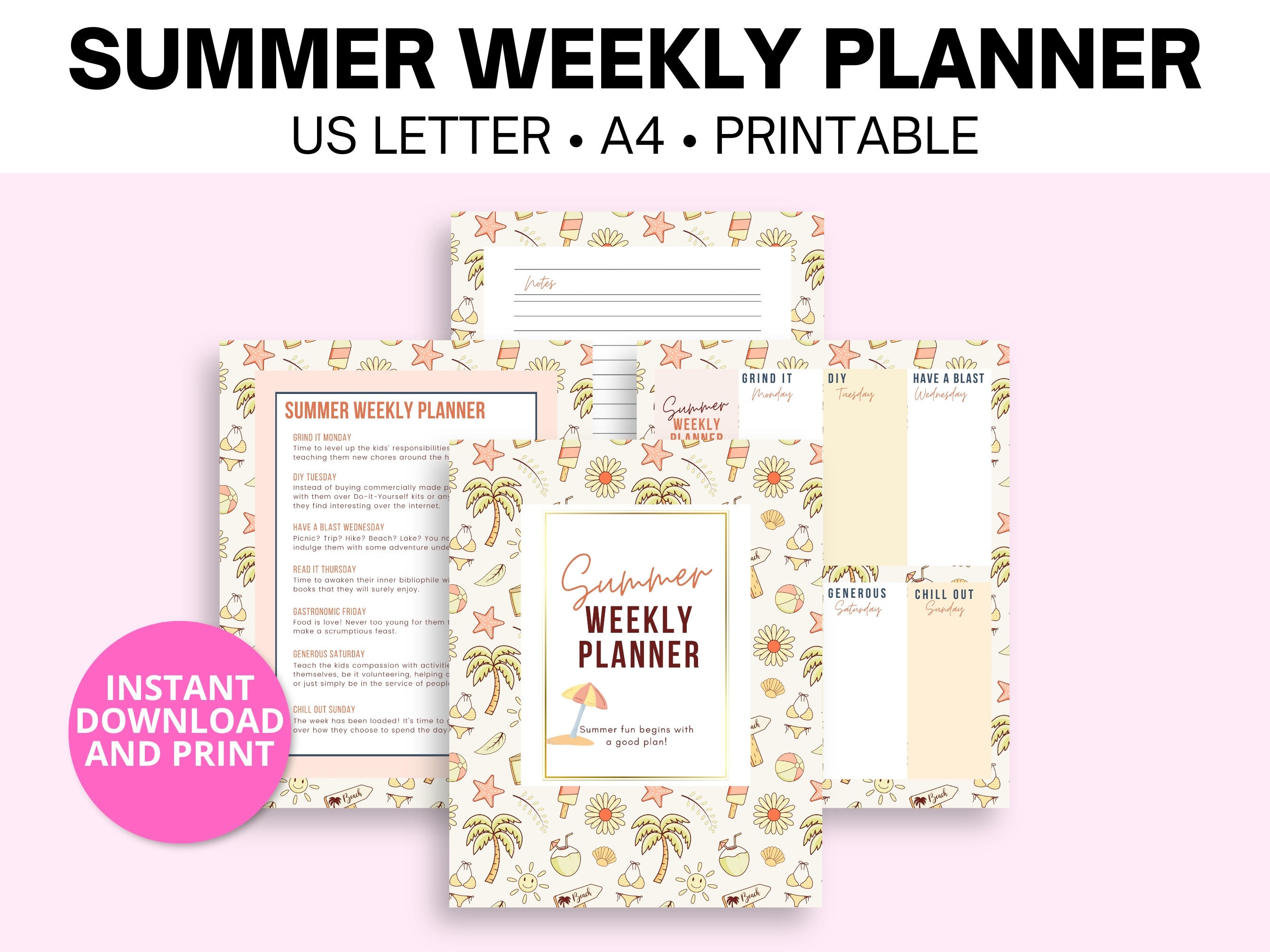 Summer Weekly Planner | Kids Activities | Family Calendar | Summer ...