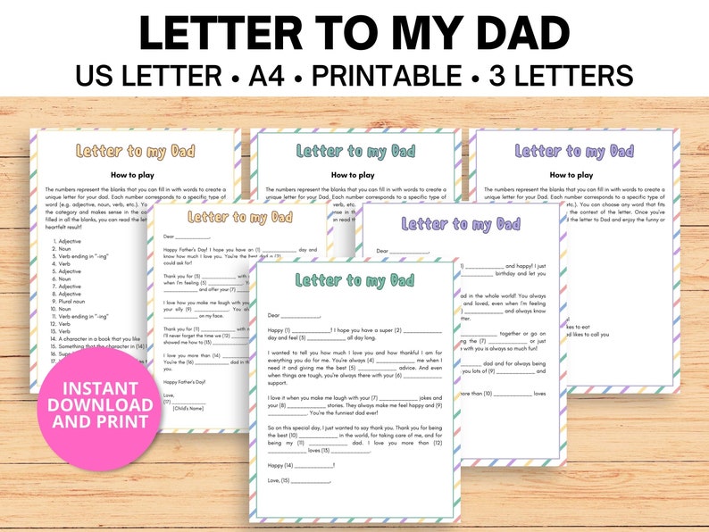 Letter to My Dad | Fathers Day Printable | Father’s Day Gift | Gift for ...