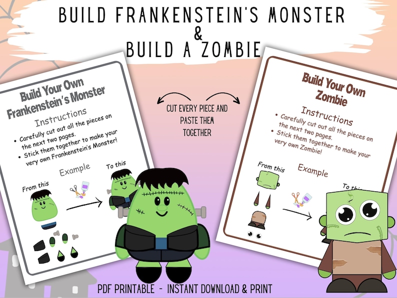 Halloween Kids Crafts Printable: Fun Cut and Glue Activities for Prek ...