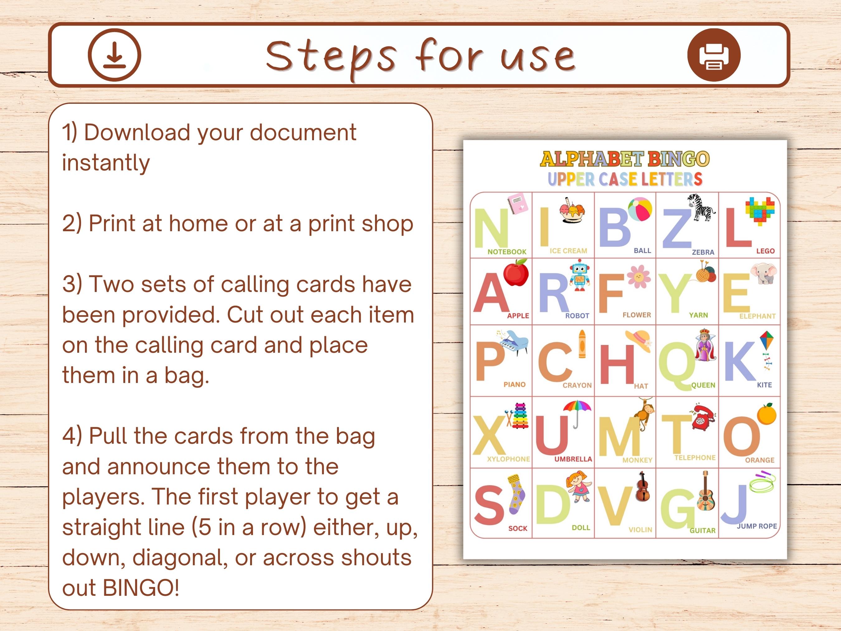 Alphabet Bingo Upper Case Letters Printable - Fun Educational Activity ...