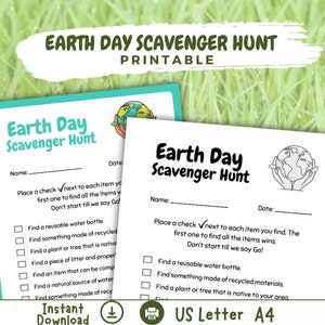 Earth Day Nature Scavenger Hunt, Outdoor Treasure Hunt Printable, Kids ...