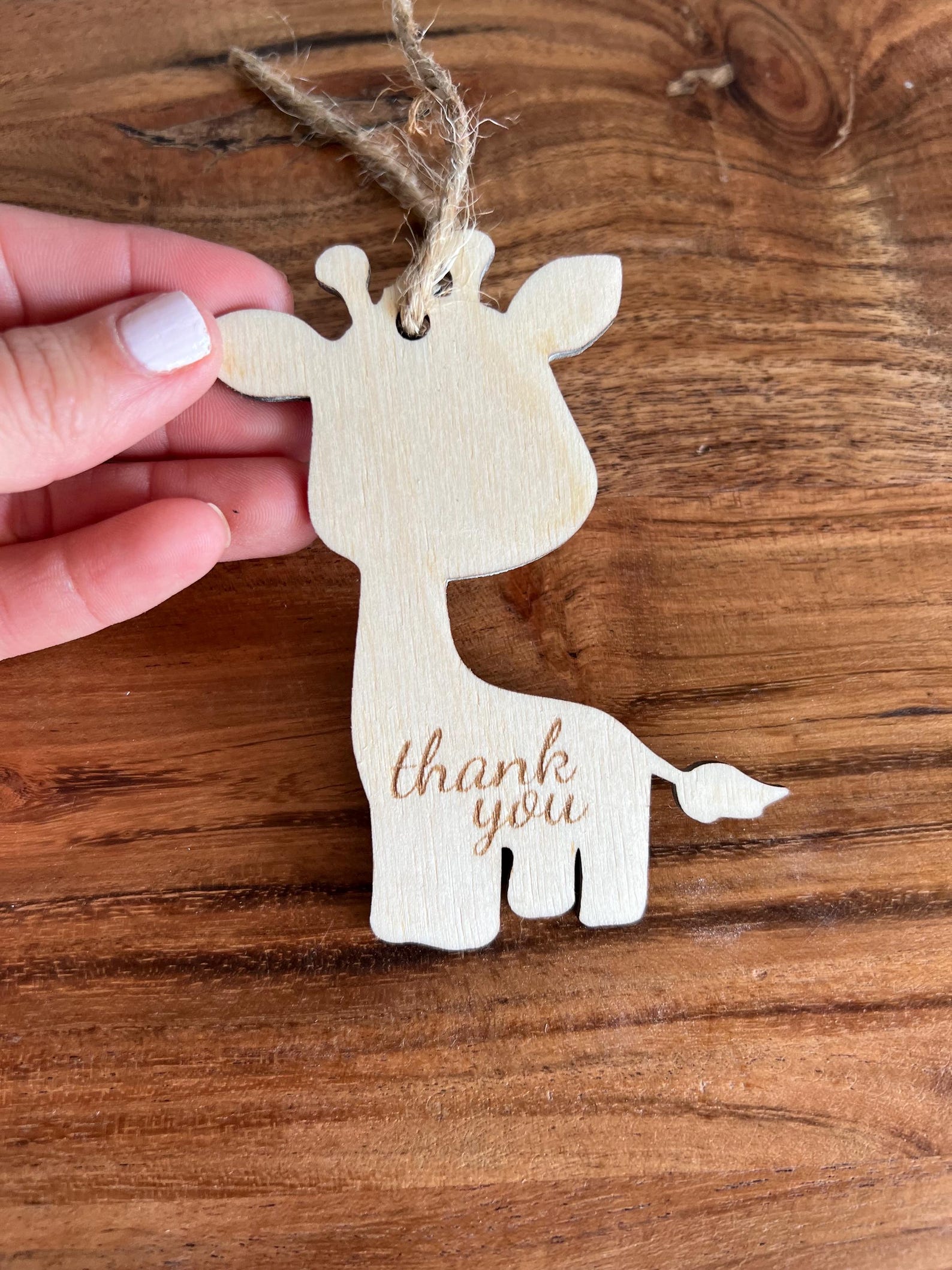 Giraffe Thank You Tag: Laser Cut Basswood Woodland Place Card - Etsy