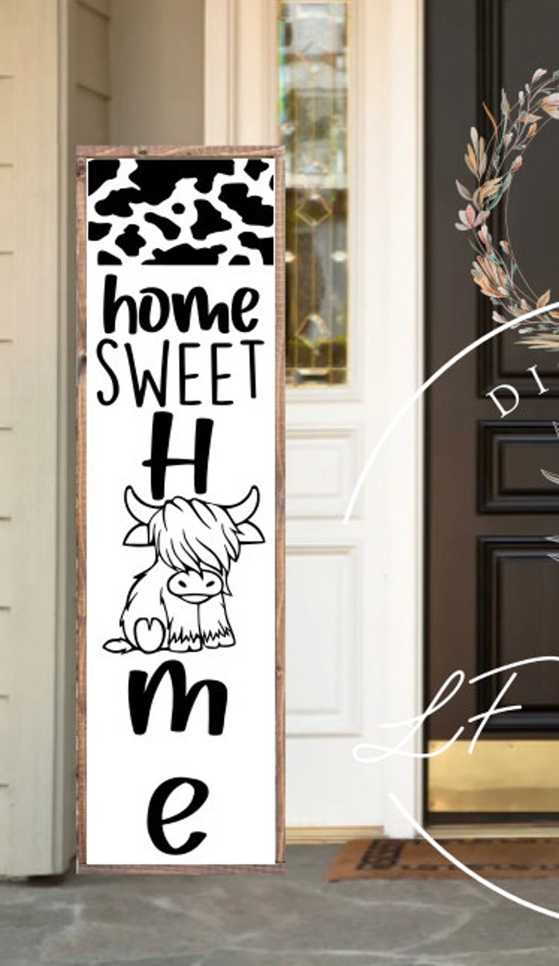 Home Sweet Home Cow Porch Leaner SVG Digital File - Etsy
