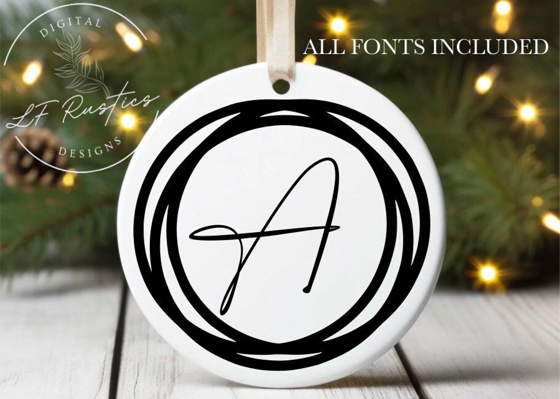 Monogram Circle Script Font Ornament SVG Digital File - Etsy