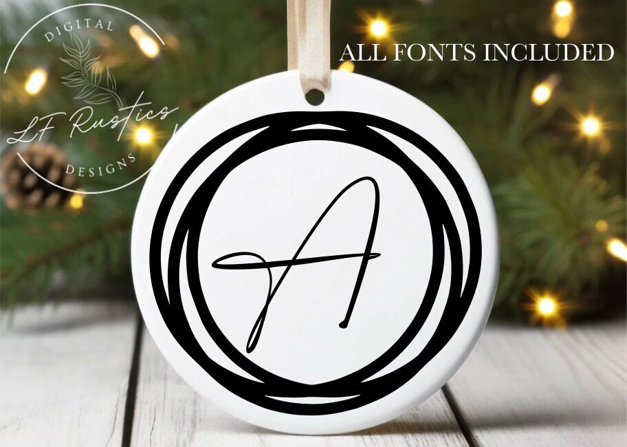 Monogram Circle Script Font Ornament SVG Digital File - Etsy