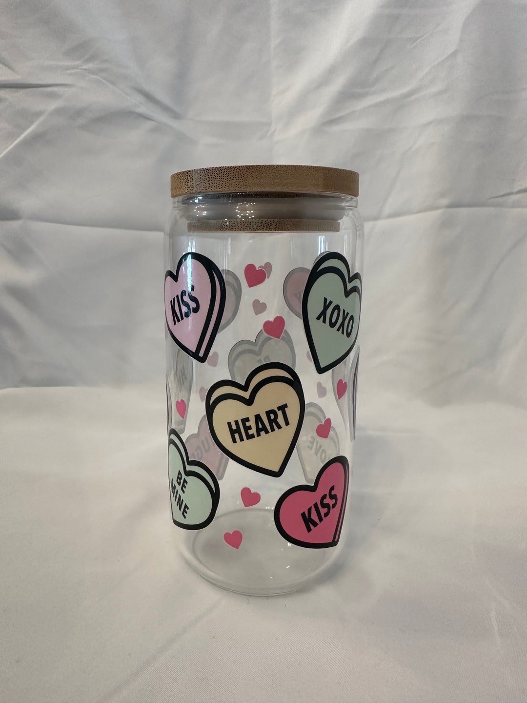 Valentines Cup Preppy Glass Cup Valentine Gift Galentines Heart Cup ...