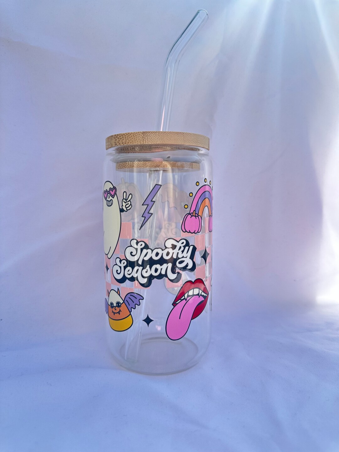 Halloween Glass Cup | Preppy Glass Cup | Spooky Glass Cup | Beer Can ...