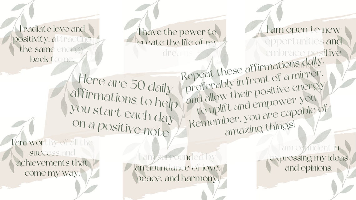 50 Daily Affirmations Social Media Ready Facebook Insta - Etsy