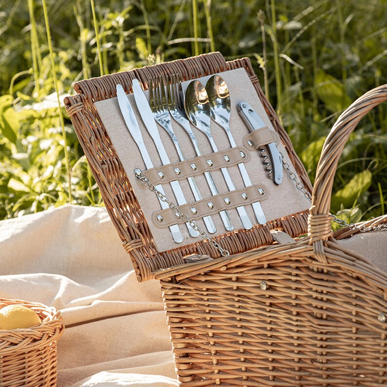Wicker Picnic Basketcamping Basketpicnic Basket With - Etsy