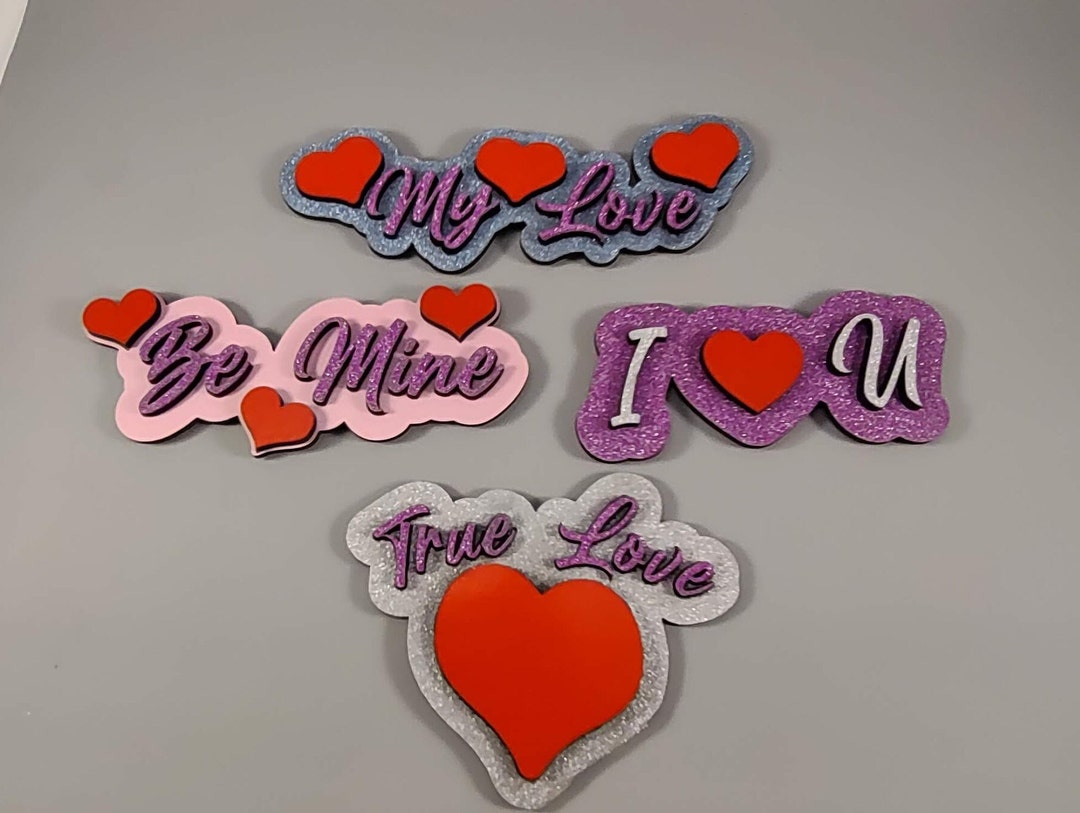 Set of 4 Handcrafted Wooden Valentines Magnets - Etsy