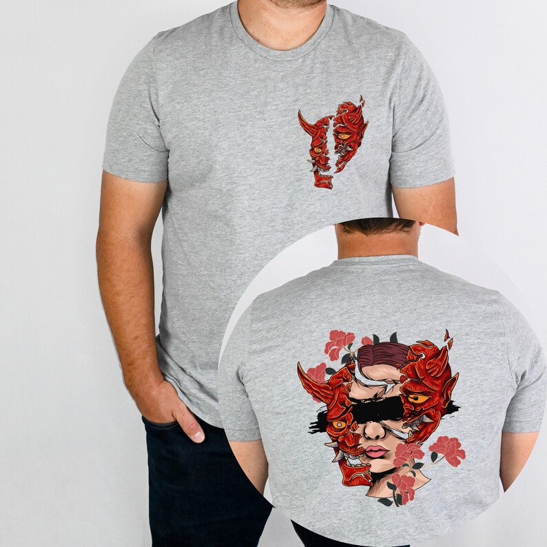 Oni Mask Girl Streetwear Shirt, Subtle Anime Manga Tee, Otaku Weeb T ...