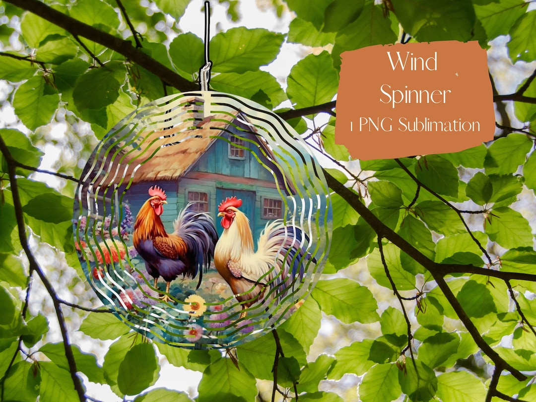 Roosters Wind Spinner Watercolor Sublimation Design Template, Wind ...