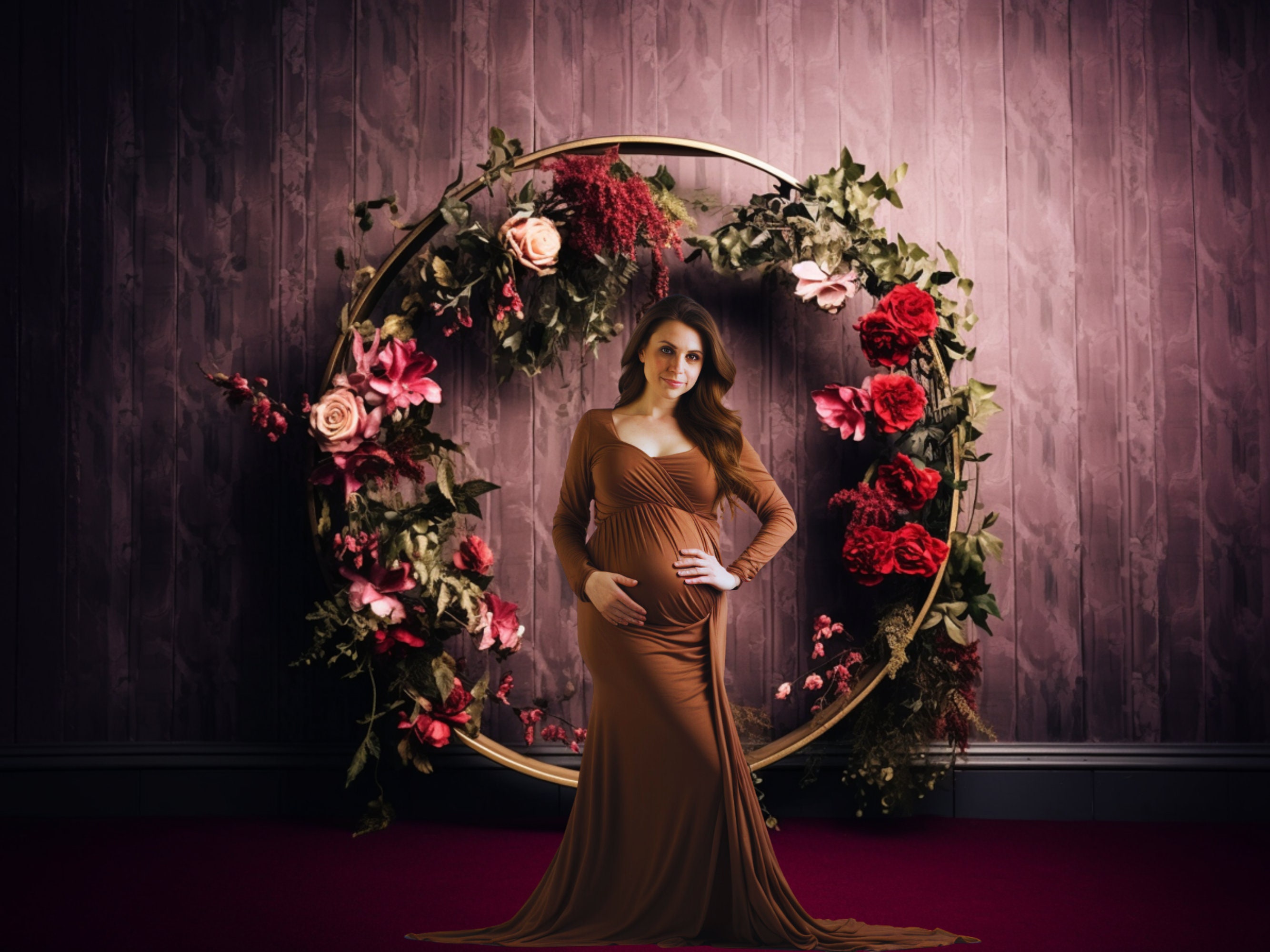 Floral Ring Digital Backdrops, Red Floral Hoop Backdrops, Maternity ...