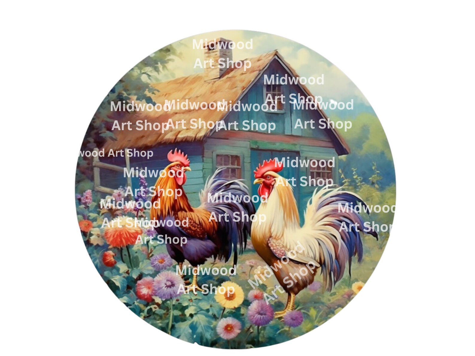 Roosters Wind Spinner Watercolor Sublimation Design Template, Wind ...