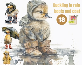 Ducklings in Rain Boots Printable Art Prints, Commercial Use Duckling ...