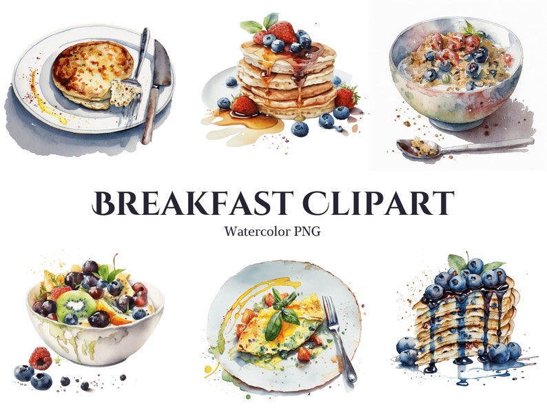 Watercolor Food Clipart Breakfast Clipart Waffles PNG - Etsy