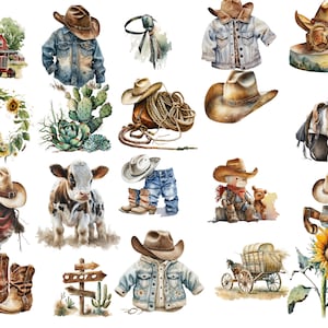 Watercolor Cowboy Baby Clipart, Cowboy PNG, Littlest Cowboy - Baby ...
