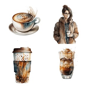 Coffee Clipart | Watercolor Coffee Cup Clipart | Food Clipart | Iced ...