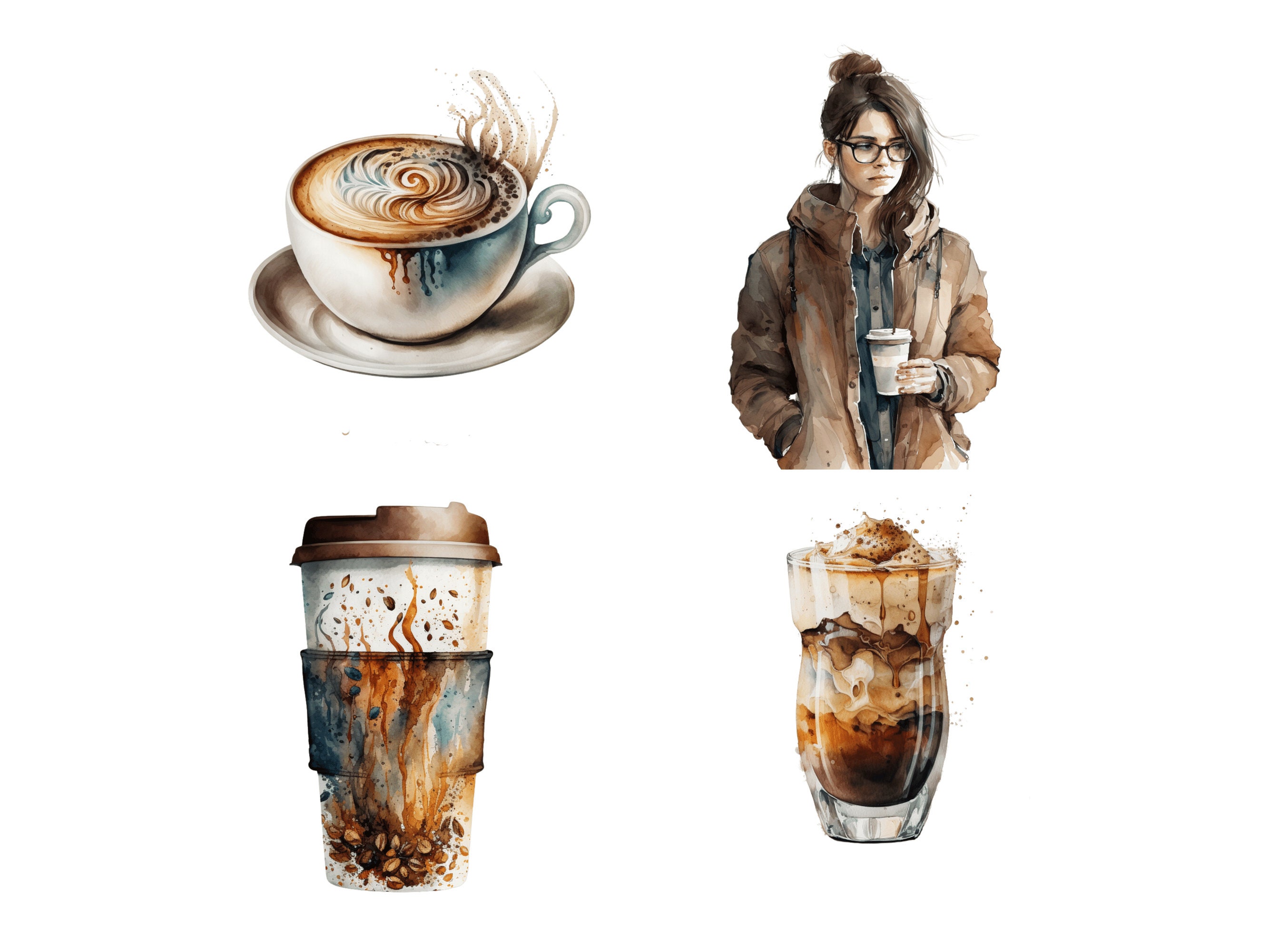 Coffee Clipart | Watercolor Coffee Cup Clipart | Food Clipart | Iced ...
