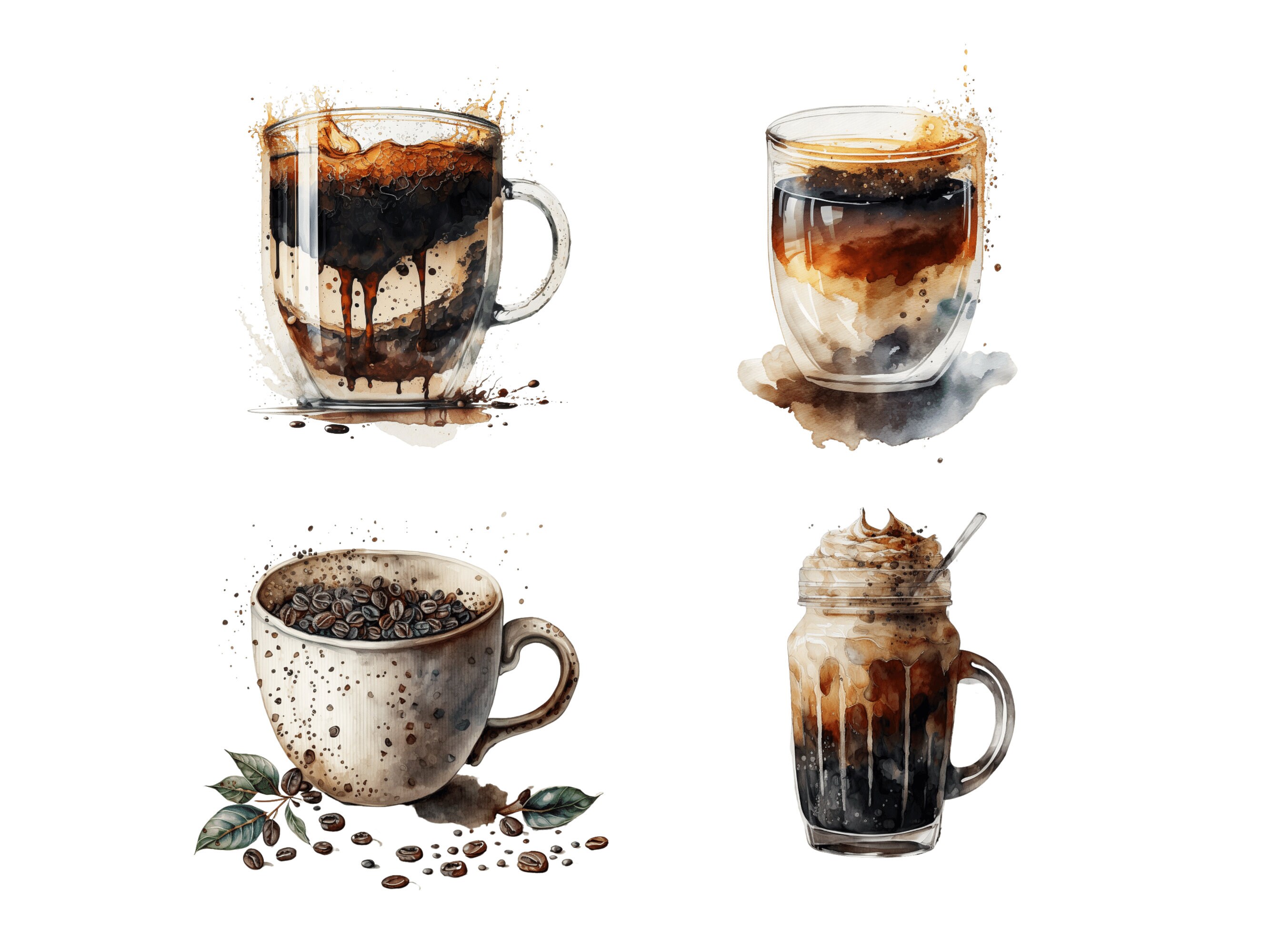Coffee Clipart | Watercolor Coffee Cup Clipart | Food Clipart | Iced ...