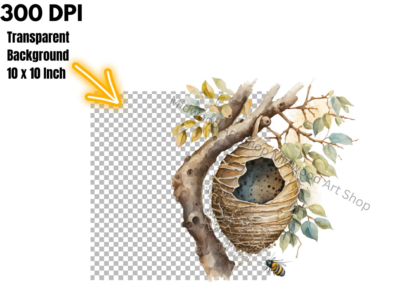 Watercolor Bumblebee Clipart Bee PNG Summer Clipart Honeybee Clipart ...