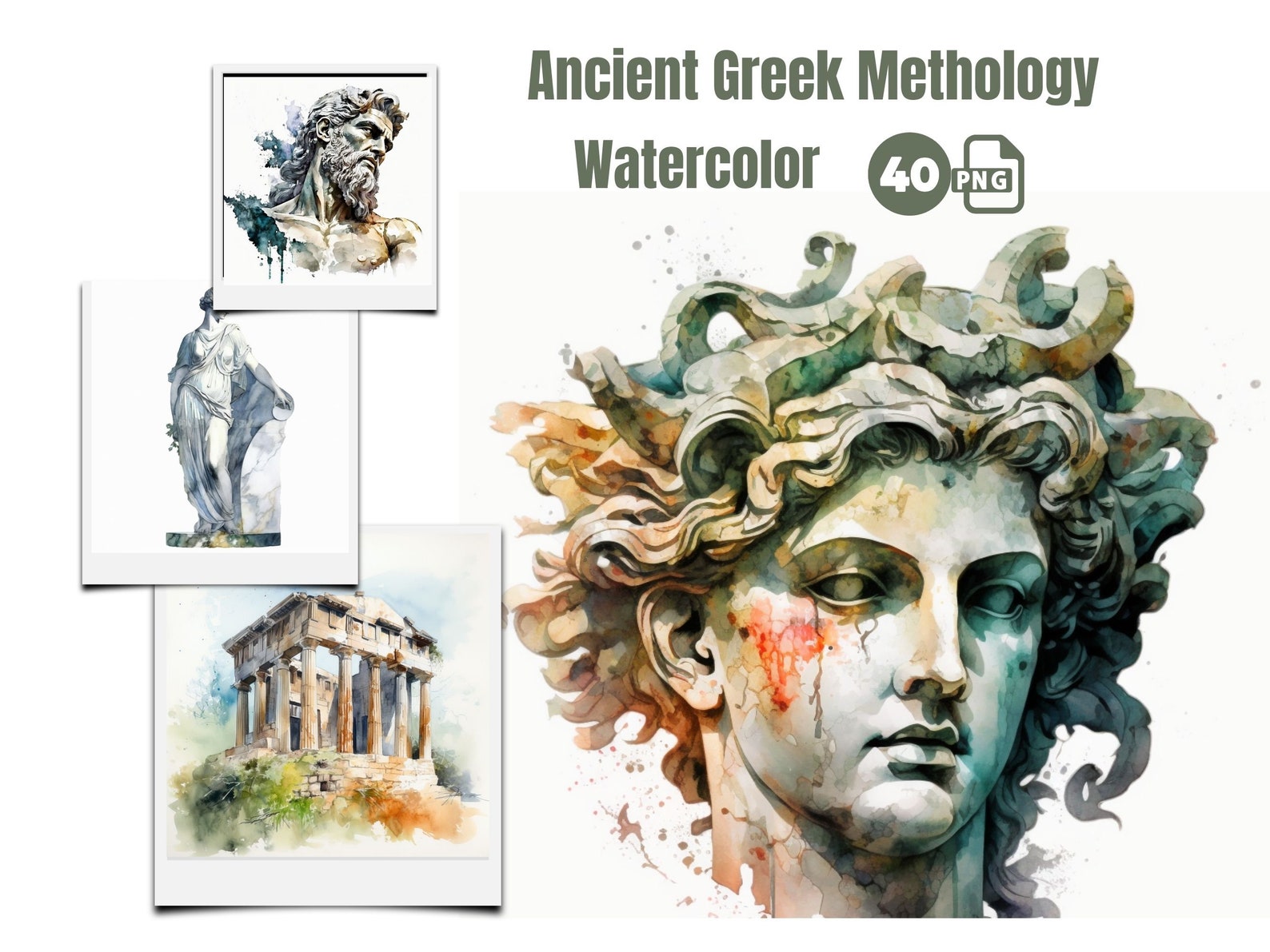 40 PNG Watercolor Fantasy Ancient Greek Clipart, Ancient Greek ...