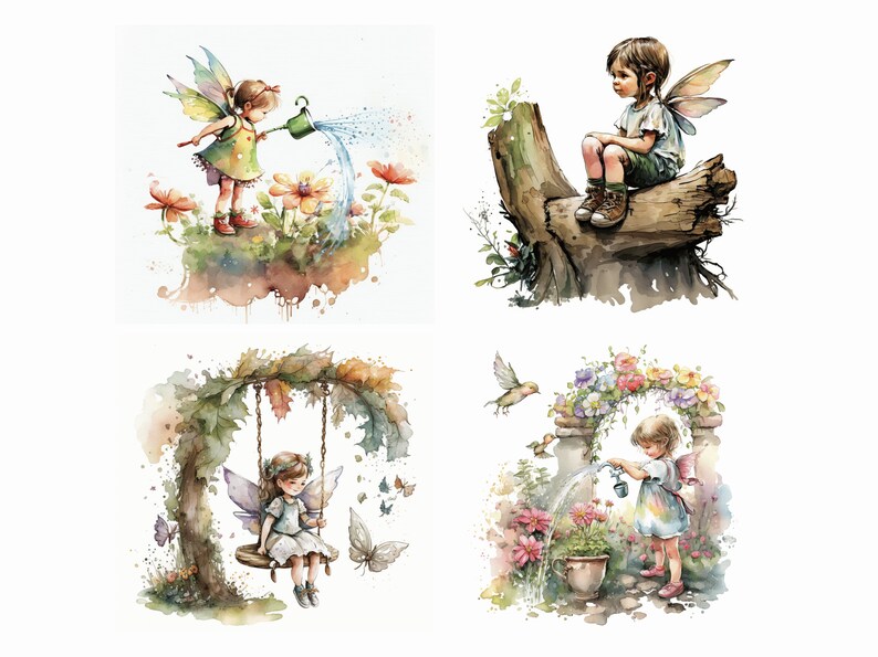 20 PNG Watercolour Fairy Garden Clipart, Enchanted Forest Fairy PNG ...